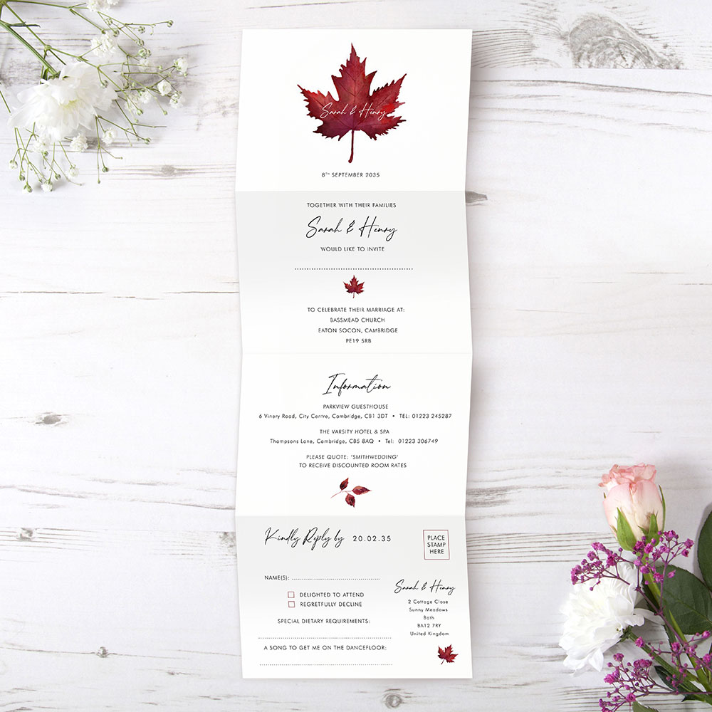 Autumn Harvest Folded Wedding Invitation – Rustic Design